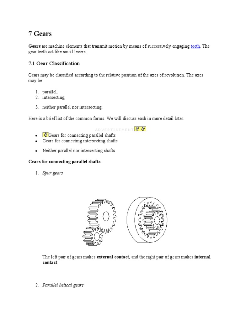7 Gears: 7.1 Gear Classification | PDF | Gear | Circle