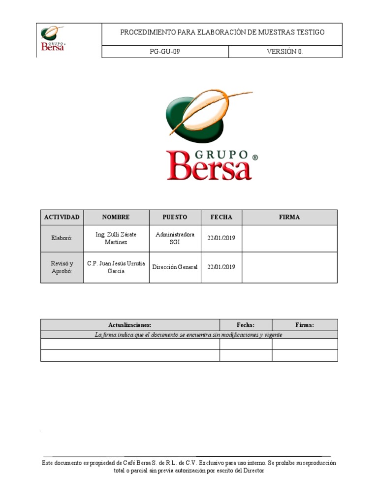 Procedimiento de Muestras Testigo | PDF | Alimentos | Comida y bebida