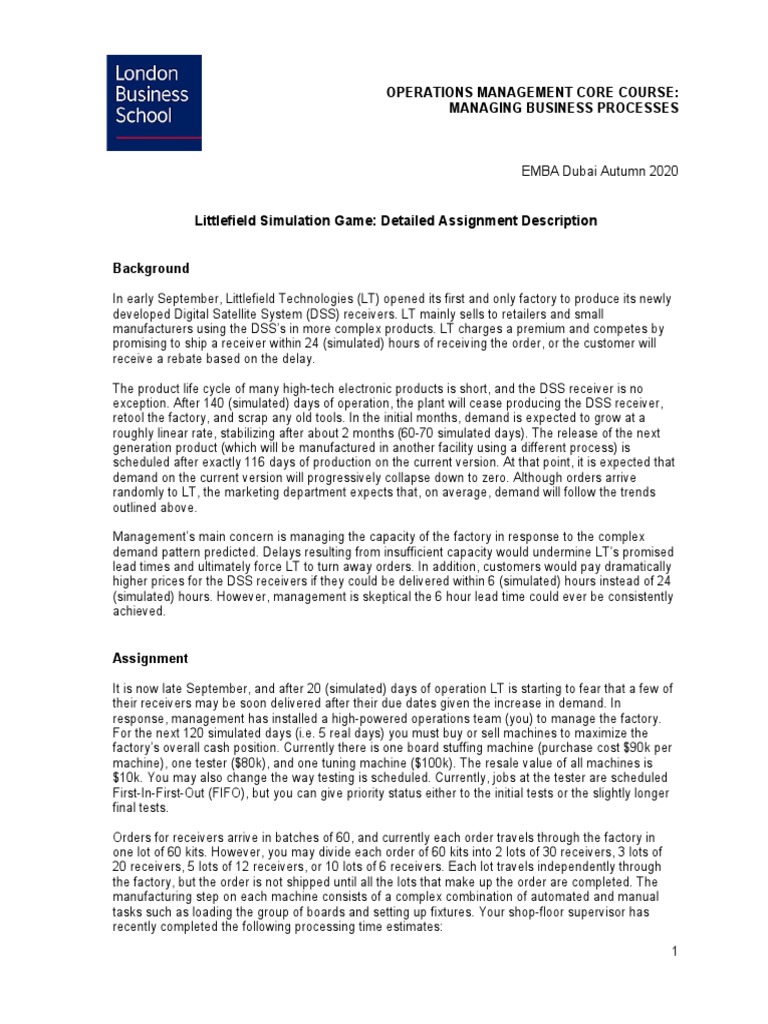 Littlefield Simulation Strategy Guide | PDF | Simulation | Icon (Computing)