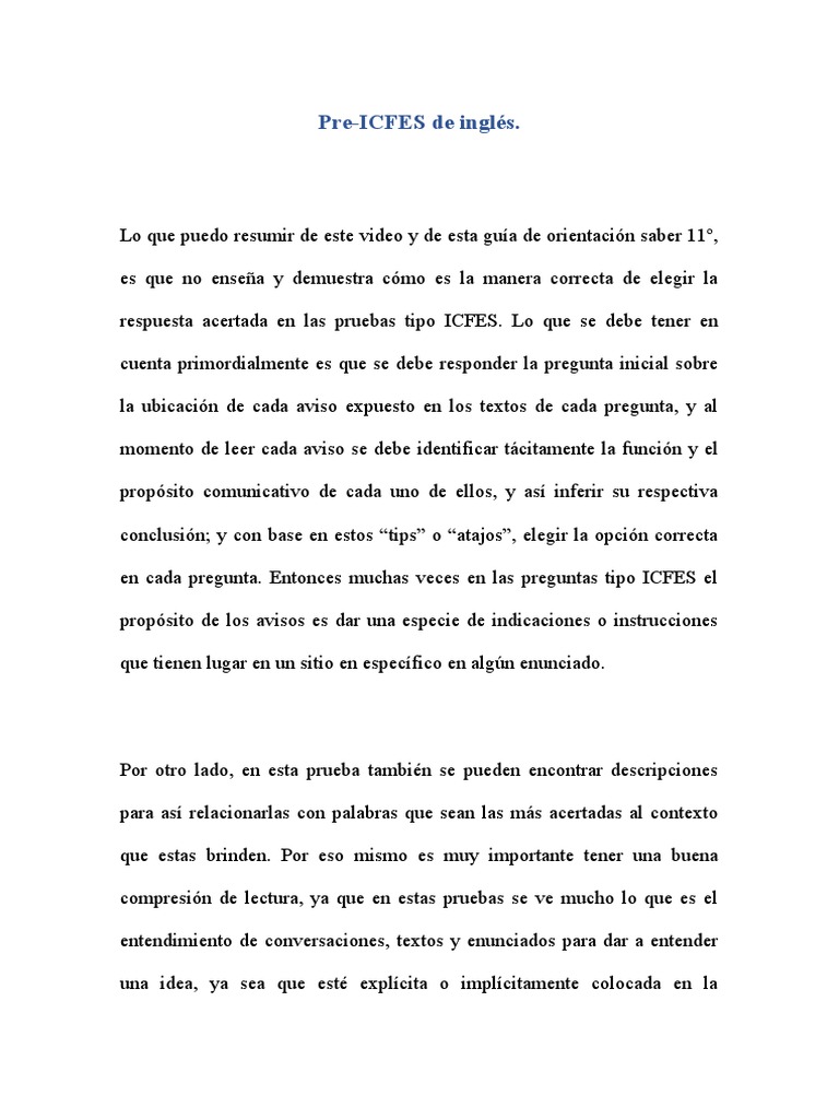 Pre Icfes Ingles | PDF