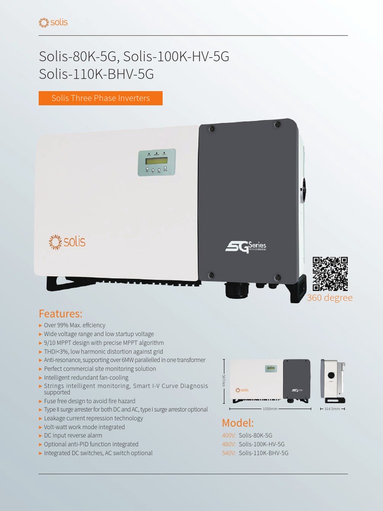 Datasheet Solis Solar Inverter 5g Three Phase 80kw 110kw India | PDF ...