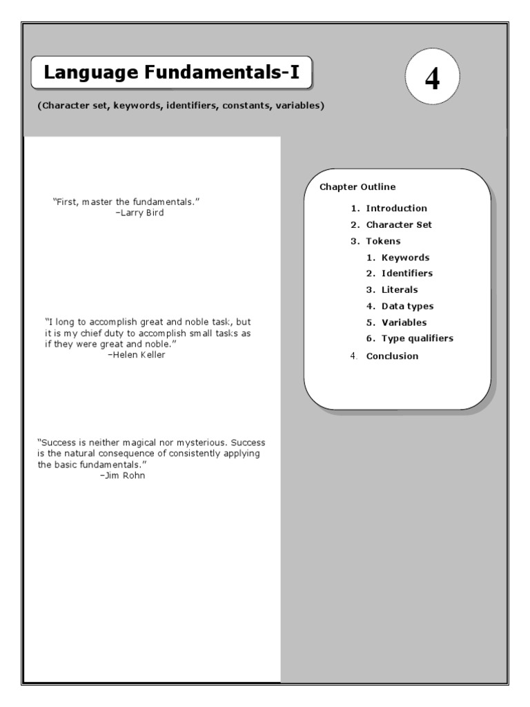 Language Fundamentals-I: (Character Set, Keywords, Identifiers, Constants, Variables) | Download ...