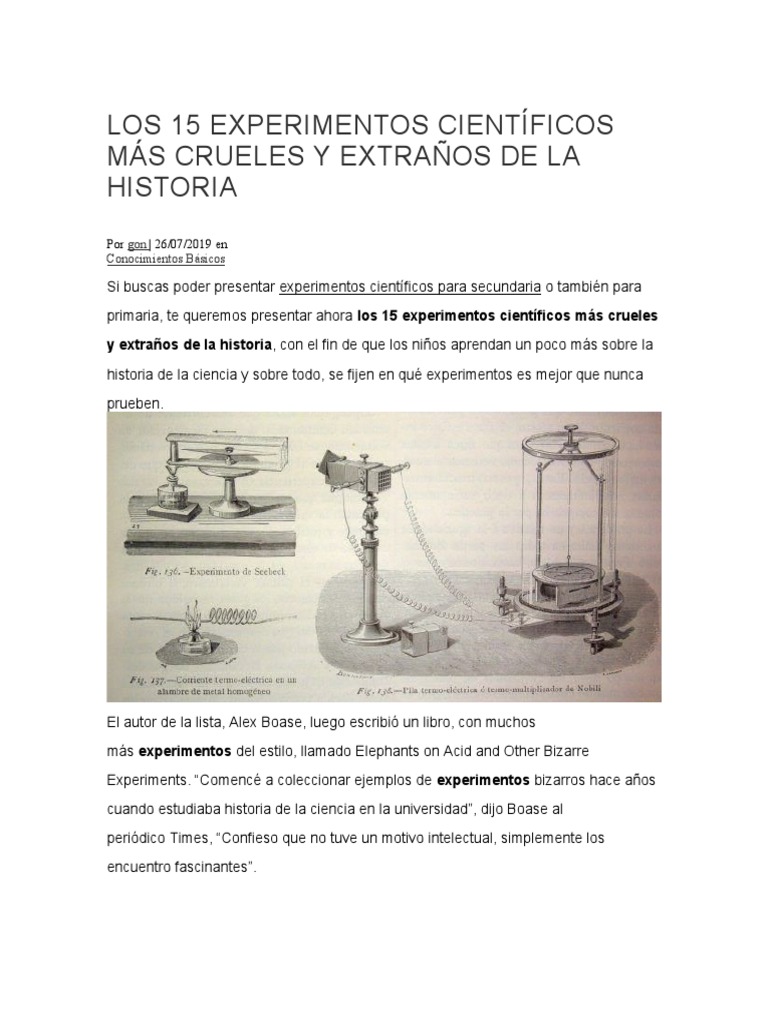 Los 15 Experimentos Científicos Más Crueles Y Extraños de La Historia ...