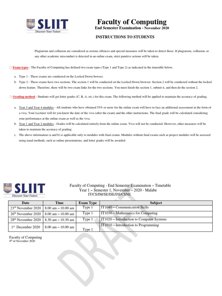 Year 2 ICT End Semester Exam Timetable | PDF | Academic Term | Test ...