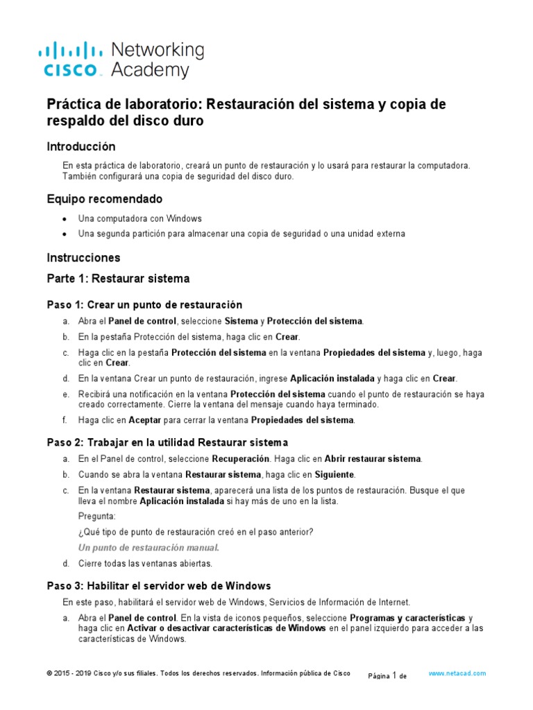 11.6.2.4 Lab - System Restore and Hard Drive Backup | PDF | Archivo de computadora | Windows 10