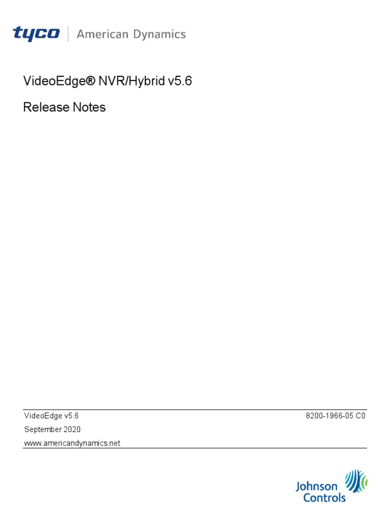 Videoedge® Nvr/Hybrid V5.6 Release Notes | PDF | Codec | Multimedia