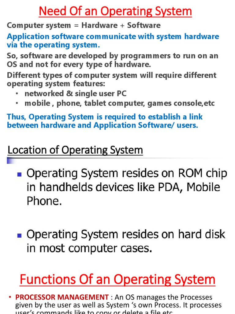 Need of An Operating System: Computer System Hardware + Software | PDF ...