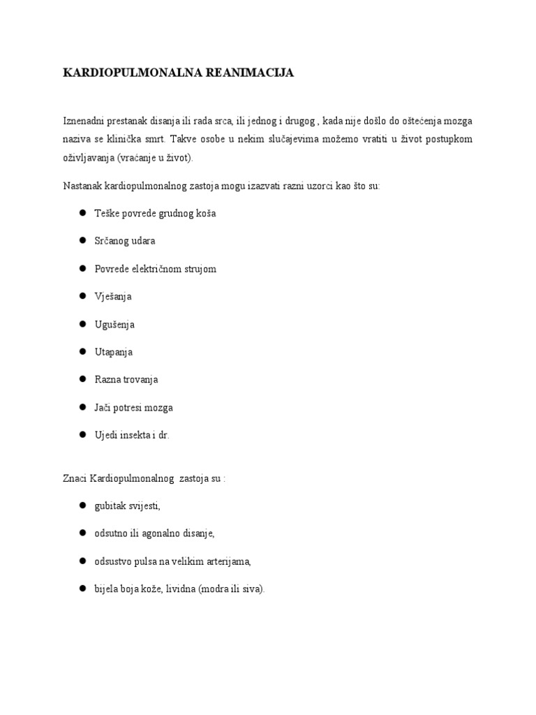 Kardiopulmonalna Reanimacija | PDF