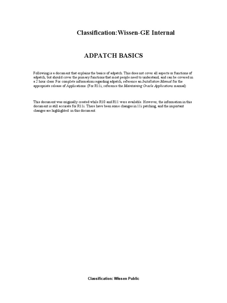 Adpatch - Basics | PDF | Oracle Database | Zip (File Format)