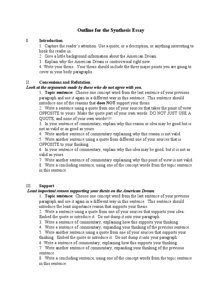 Synthesis Essay Outline | PDF | Paragraph | Essays