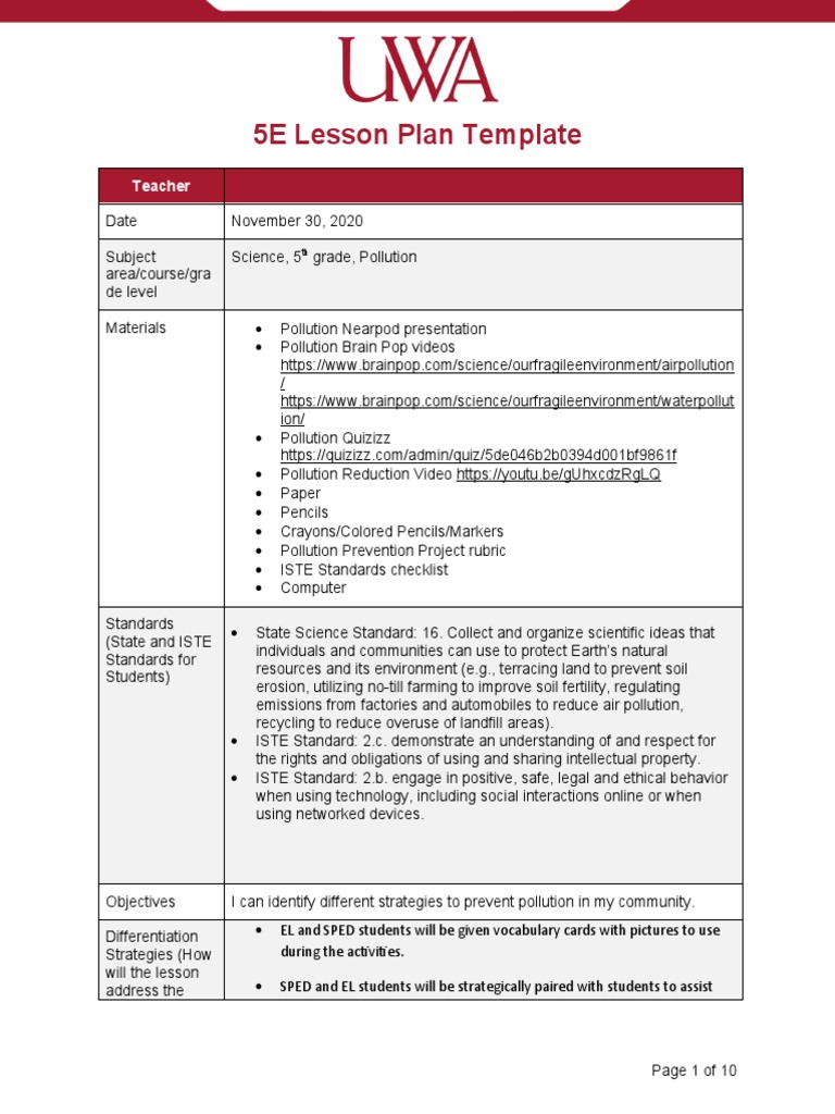 5E Lesson Plan Template: Teacher | PDF | Science Education | Teachers