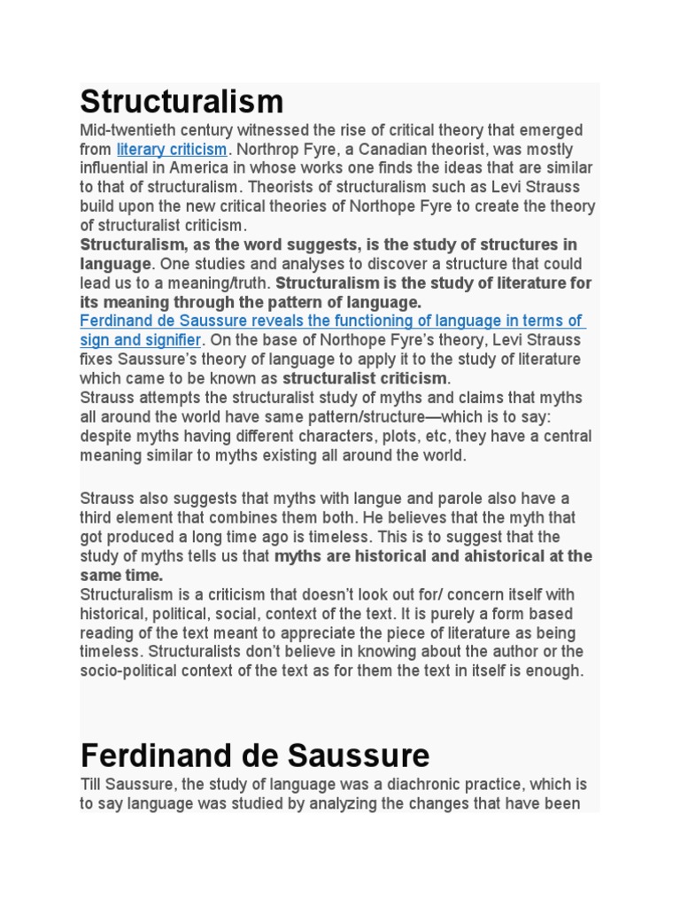 Structuralism: Literary Criticism | PDF | Philosophical Theories | Semiotics