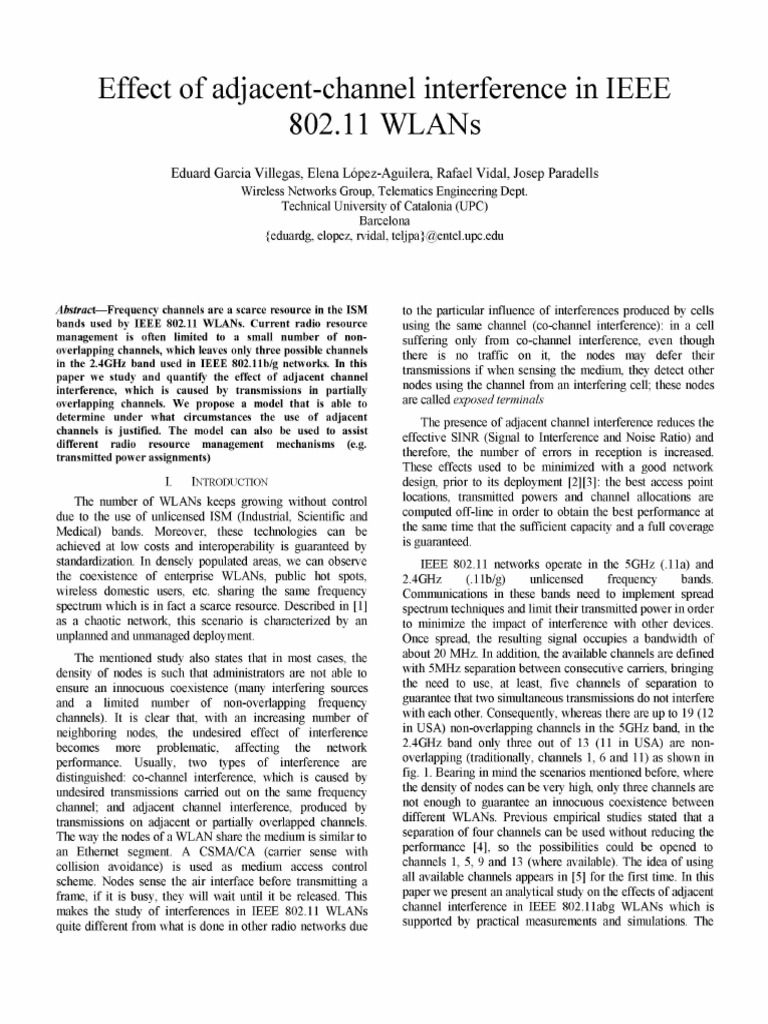 Adjacent-Channel Interference in WLANs | PDF | Ieee 802.11 | Orthogonal ...