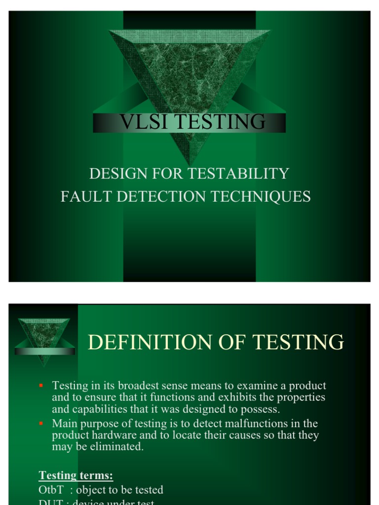 Vlsi Testing: Design For Testability Fault Detection Techniques | PDF ...