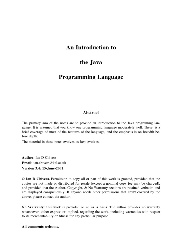 Introduction To Java Programming Language | PDF | String (Computer ...