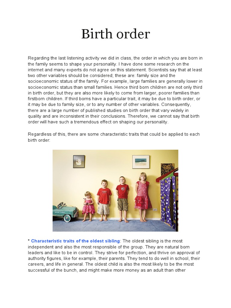 Birth Order: Characteristic Traits of The Oldest Sibling | Download ...