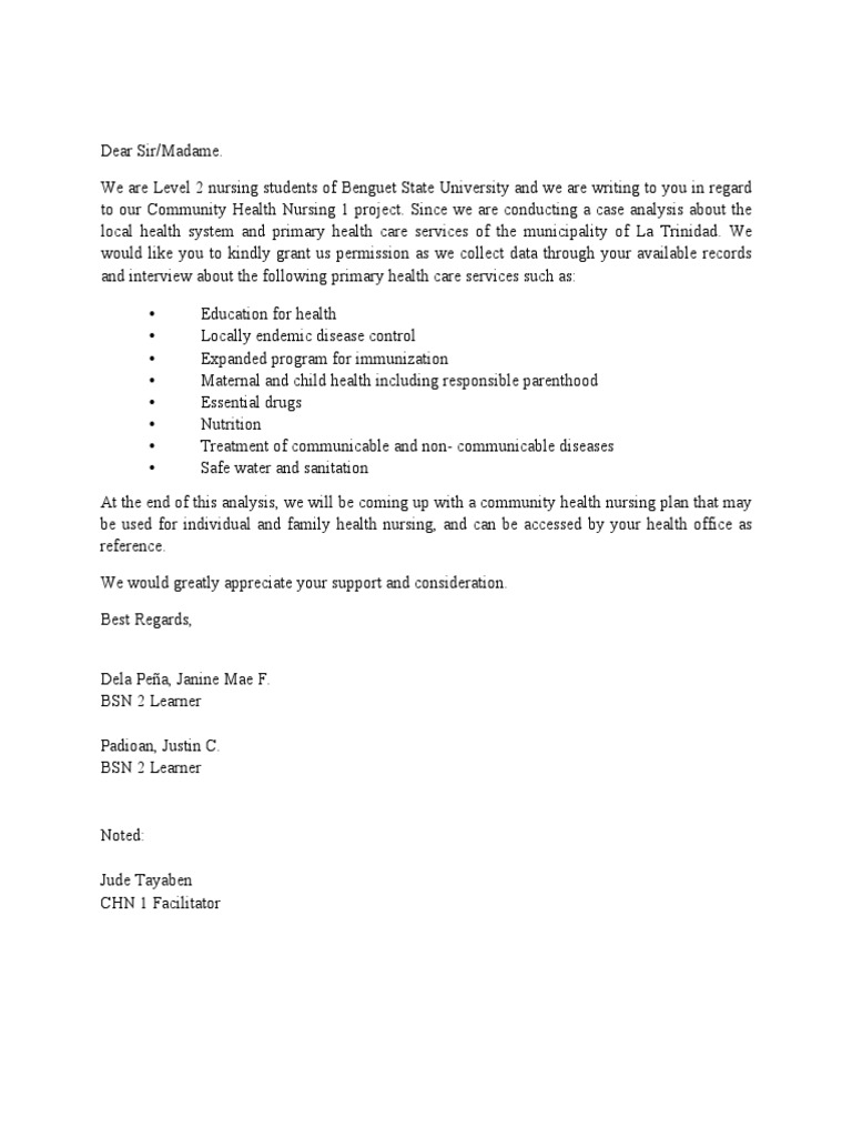 Request Letter For CHN | PDF