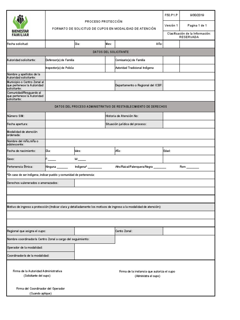 f50.p1.p Formato Solicitud de Cupo Modalidad de Atencion v1 | Descargar gratis PDF | Justicia ...