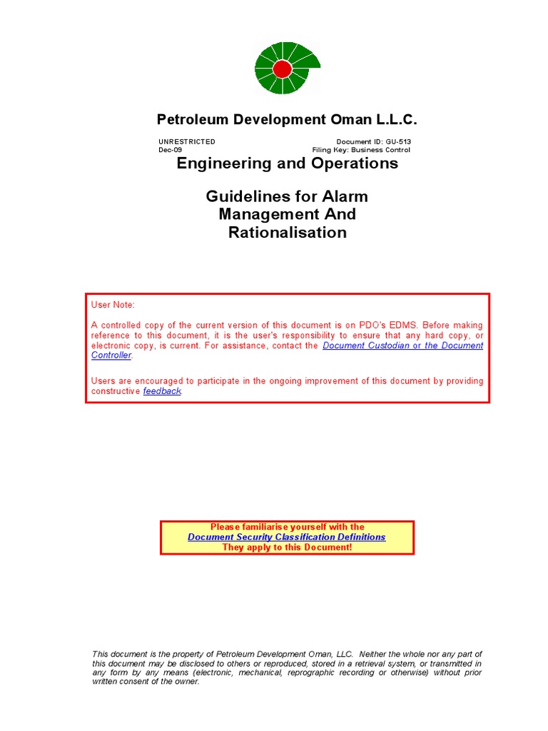 GU-513 - PDO - Guidelines For Alarm Management and Rationalization, Dec ...