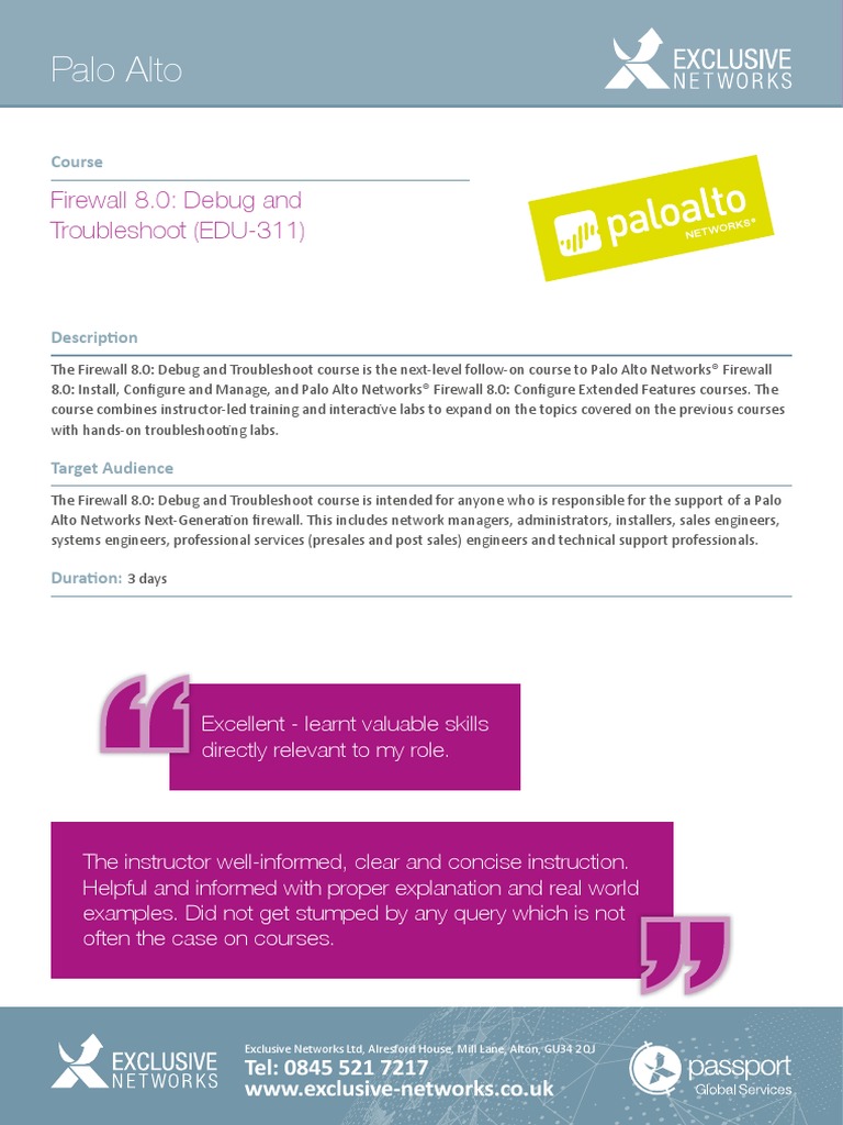 PaloAlto Firewall 71 Debug and Troubleshoot EDU 311 PDF | PDF | Firewall (Computing ...