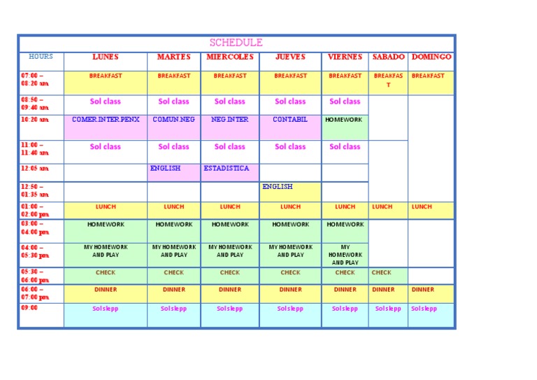 Schedule: Sol Class Sol Class Sol Class Sol Class Sol Class | PDF