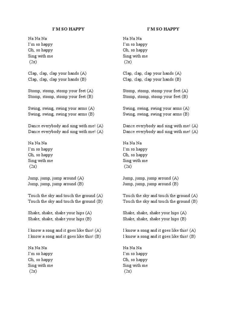 I'm So Happy Song | PDF