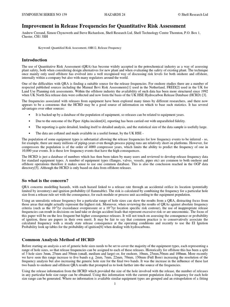 QRA Release Frequency Shell | PDF | Confidence Interval | Risk