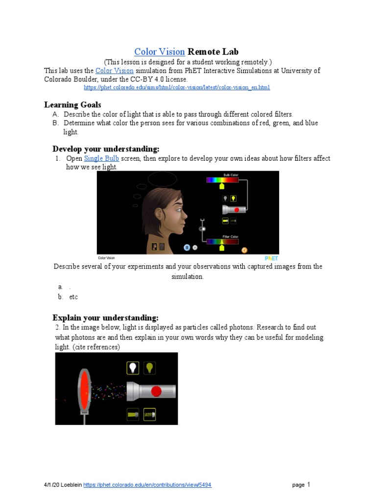 Color Vision Remote Lab | PDF