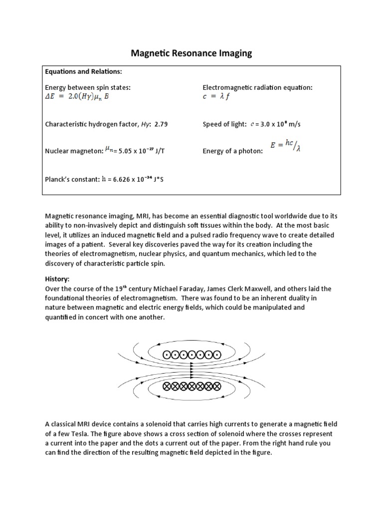 Magnetic Resonance Imaging: Equations and Relations | PDF | Magnetic ...