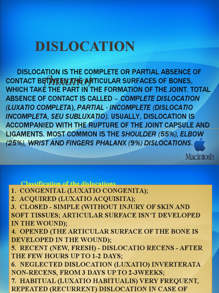 Dislocation Is The Complete or Partial Absence | PDF | Elbow | Shoulder