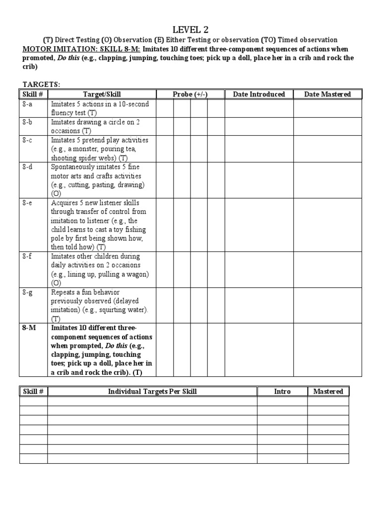 Fine Motor Imitation Skills Overview | PDF