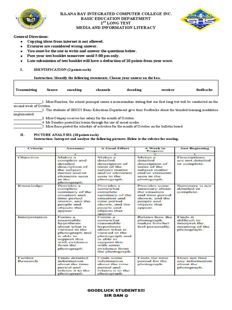 Media and Information Literacy Test | PDF | Career & Growth