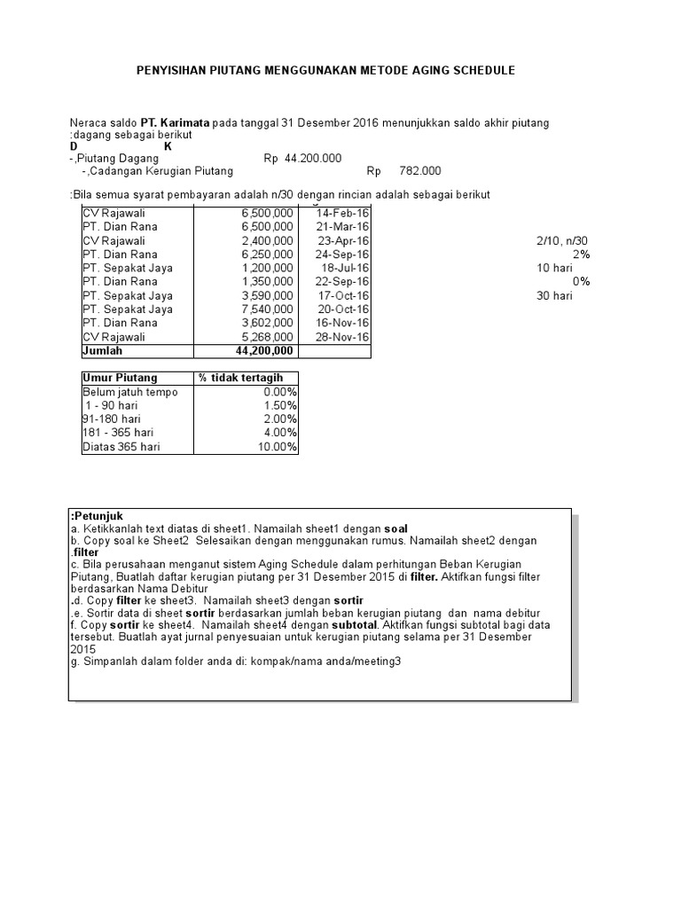 Analisa Umur Piutang - Soal | PDF