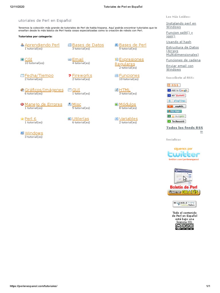 Tutoriales de Perl en Español | PDF | Perl | Paradigmas de programación