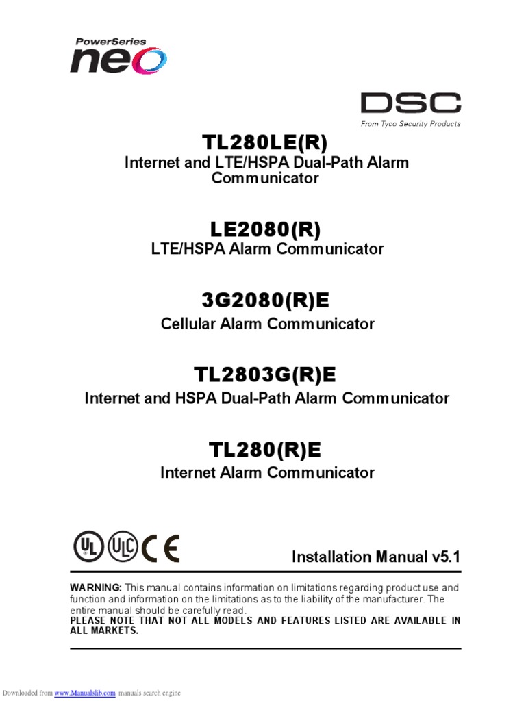 TL280LE (R) : Internet and LTE/HSPA Dual-Path Alarm Communicator | PDF ...