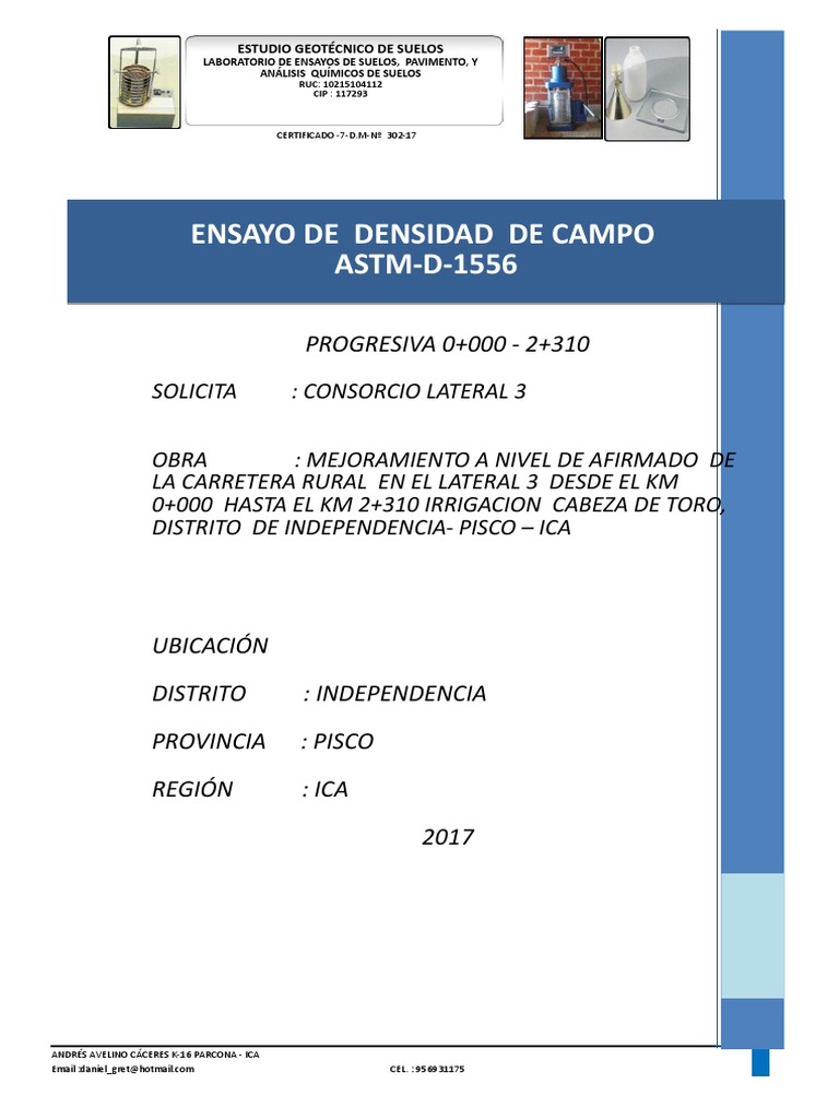 1-Cert 302 Densidad | PDF | Gestión de activos | Suelo