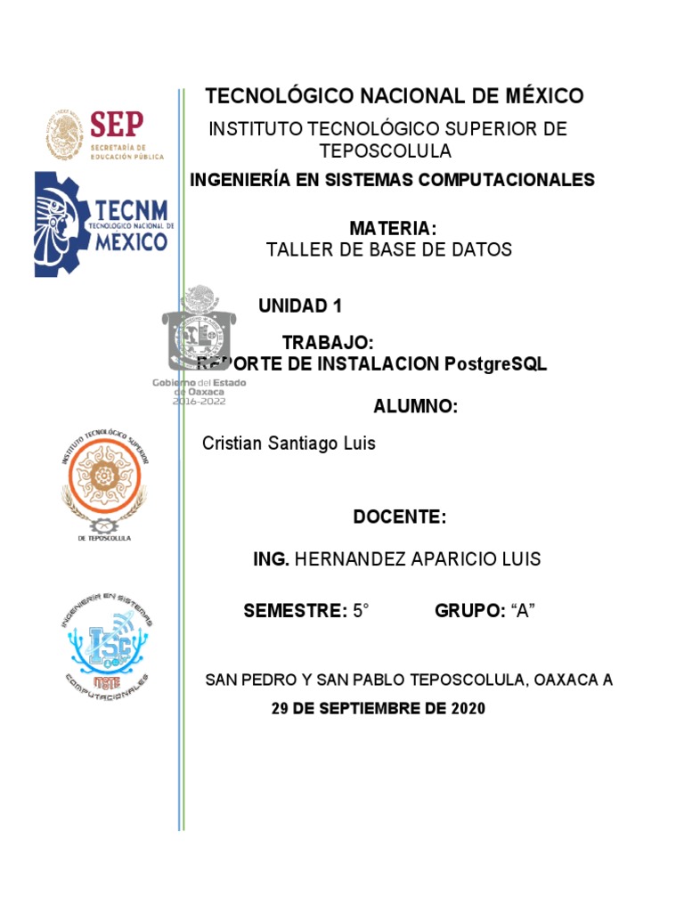 REPORTE DE INSTALACION PostgreSQL | PDF | Postgre Sql | Bases de datos