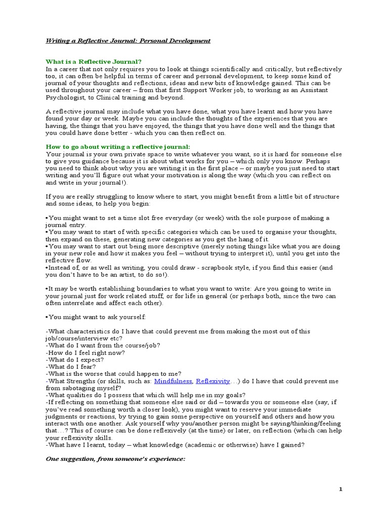 Writing A Reflective Journal | PDF | Psychotherapy | Clinical Psychology
