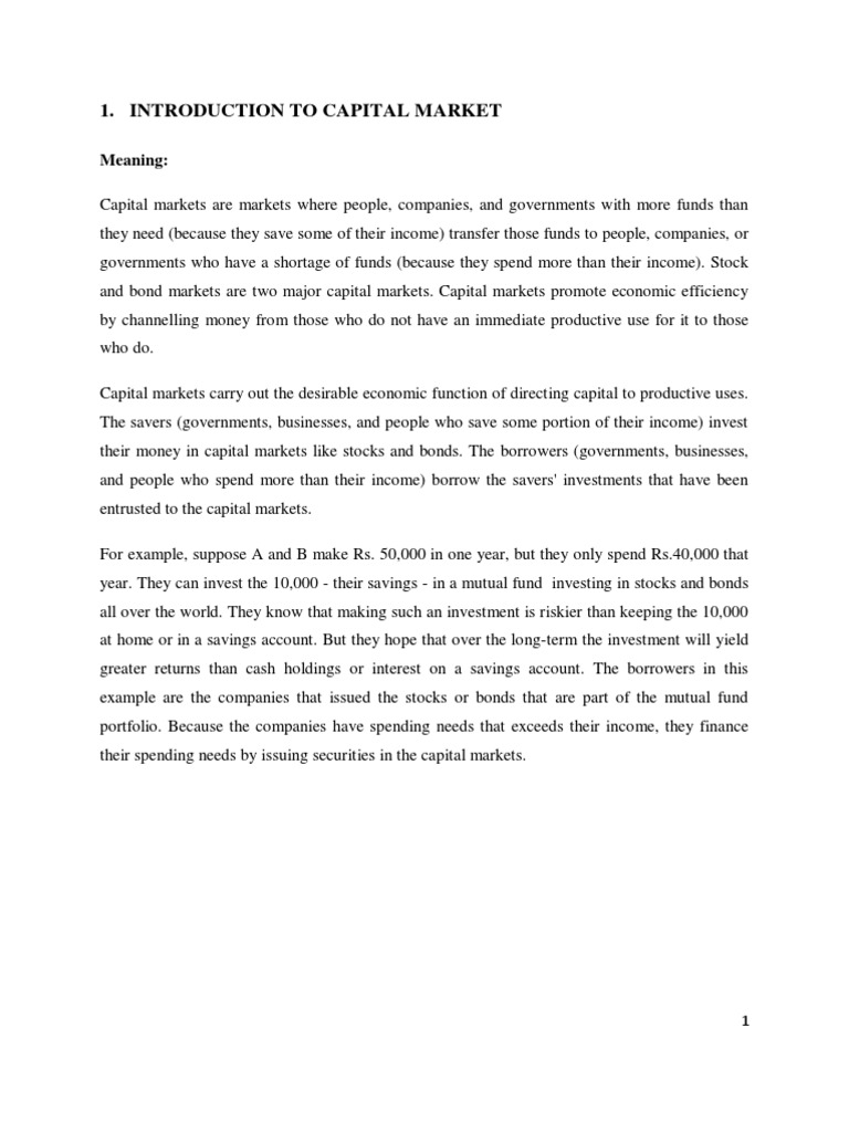 Introduction To Capital Market: Meaning | PDF | Derivative (Finance ...