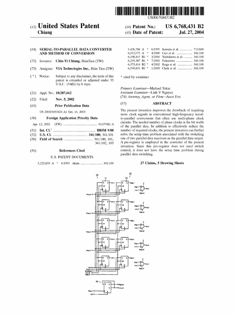 United States Patent (10) Patent No.: US 6,768,431 B2: Chiang (45) Date ...