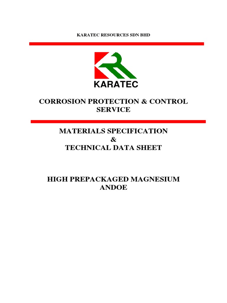 High Prepackaged Magensium Anode Specificaiton | PDF | Magnesium | Anode