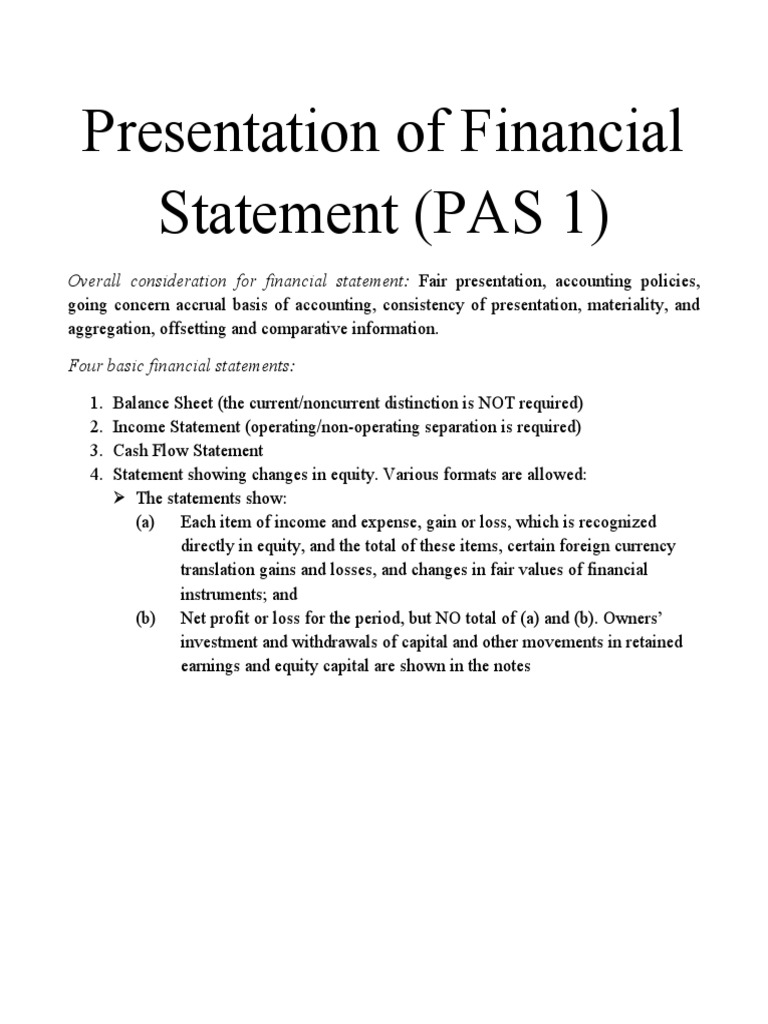 Guidelines for Preparing and Presenting Financial Statements: An ...