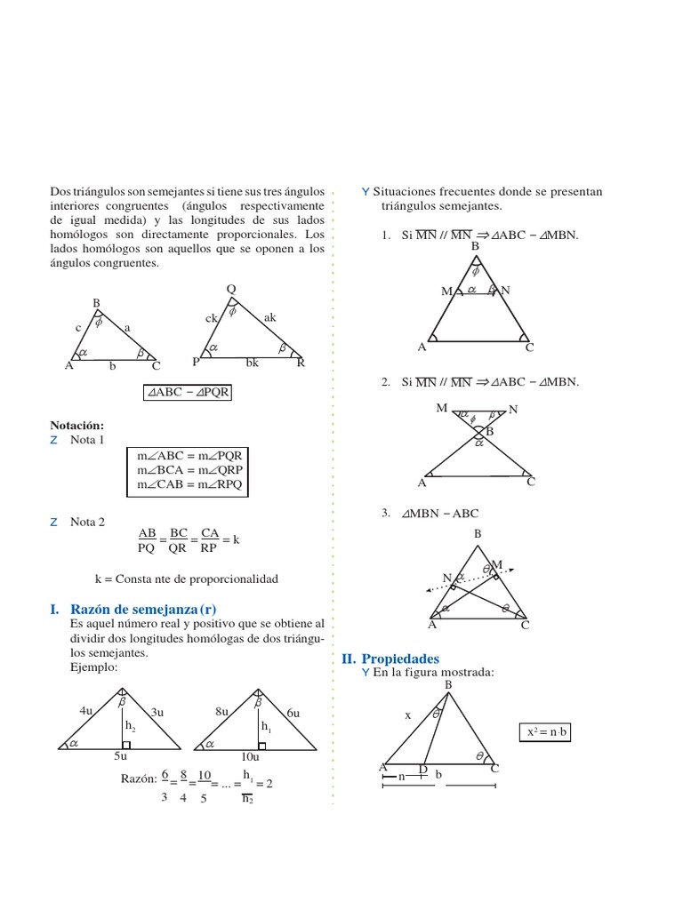 Semejanza Imprimir | PDF | Geometría triangular | Triángulo