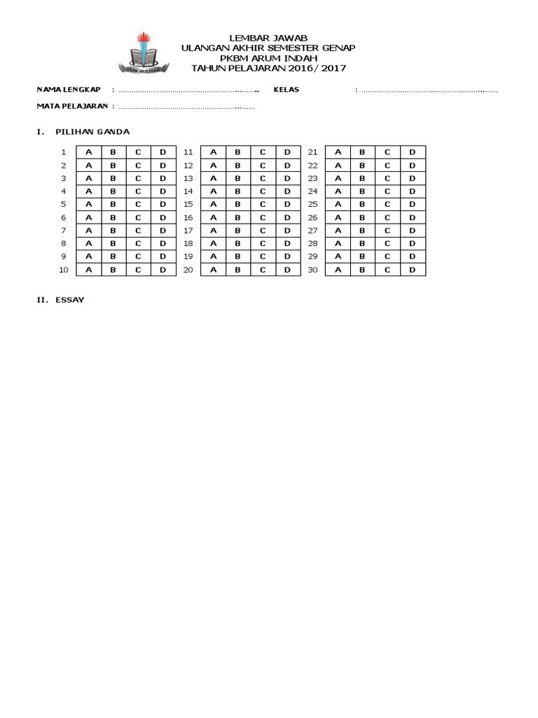 Contoh Lembar Jawab UTS | PDF