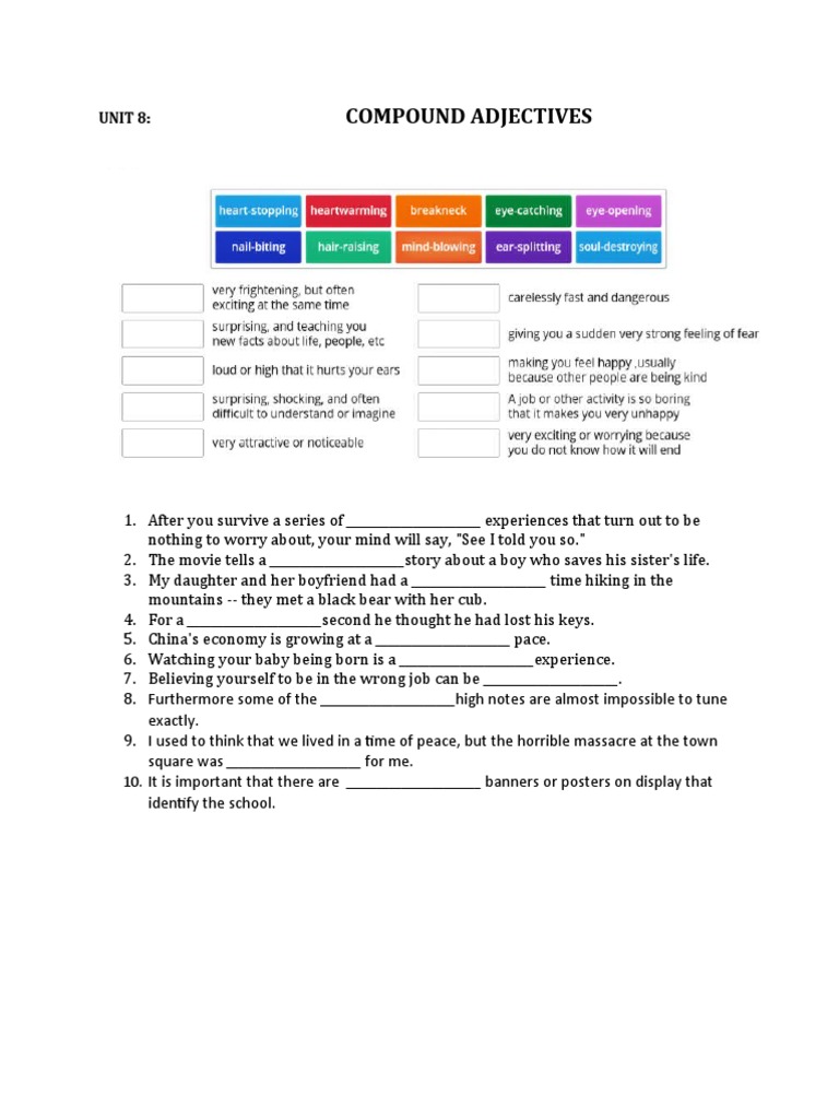 Unit 8 Compound Adjectives | PDF