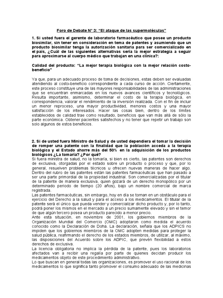 FORO3 | PDF | Patentar | Organización de Comercio Mundial