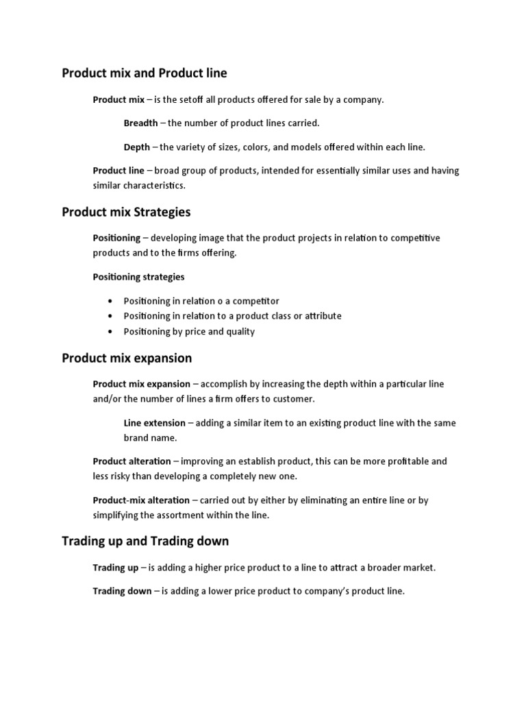 Product Mix | PDF | Marketing | Brand
