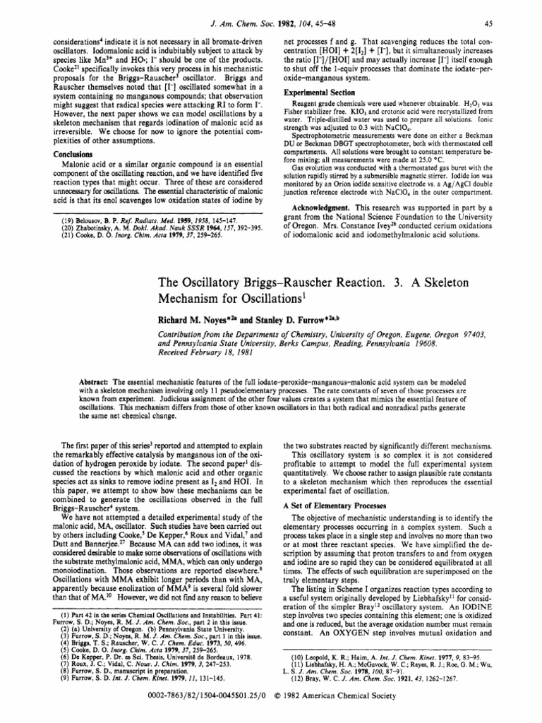 The Oscillatory Briggs-Rauscher Reaction. 3. A Skeleton Mechanism For ...