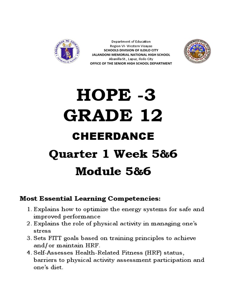 Hope - 3 Grade 12: Quarter 1 Week 5&6 Module 5&6 | PDF | Cheerleading ...