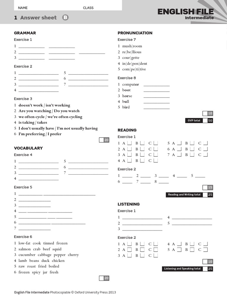 Ef3e Int Filetest 01b Answer Sheet Pdf Pdf Food And Drink Food